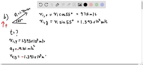 a shell is fired at an angle of 40 ∘ above the horizontal at a velocity