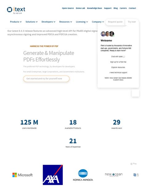 The Leading Pdf Library For Developers Itext Pdf Open Source Computing