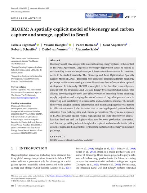 Pdf Bloem A Spatially Explicit Model Of Bioenergy And Carbon Capture