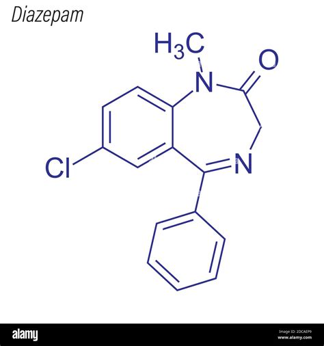 Skeletal Formula Of Diazepam Drug Chemical Molecule Stock Vector Image