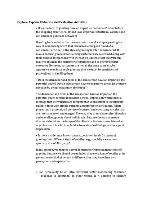 Explore Explain Elaborate And Evaluation Pdf Behavior Sales