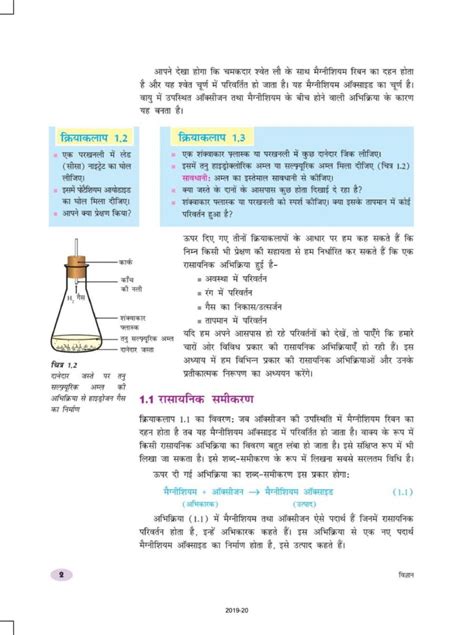 Rbse Book Class 10 Science विज्ञान Chapter 1 रासायनिक अभिक्रियाएँ एवं समीकरण Hindi English