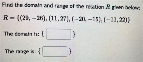 Solved Find The Domain And Range Of The Relation R Given Below R 29