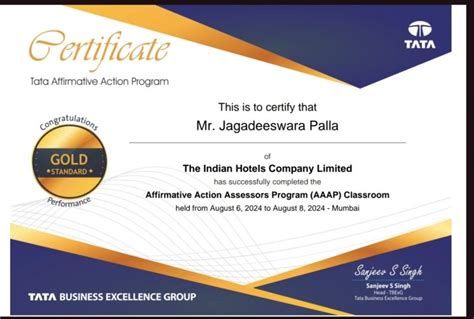 Jagadeswar Rao Palla On Linkedin I Am Delighted To Share That I Completed The Tata Affirmative