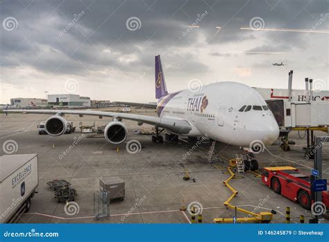 Thai Airways Airbus A380 Parked At London Heathrow Editorial Stock