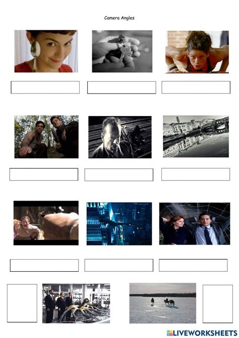 Camera Angles And Shots Worksheet