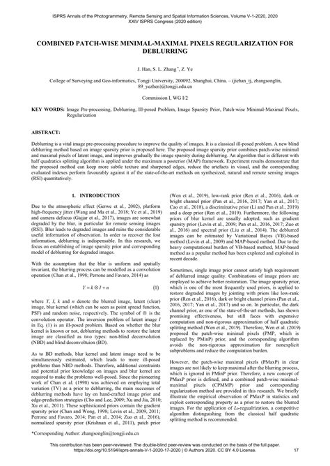 Pdf Combined Patch Wise Minimal Maximal Pixels Regularization For Deblurring