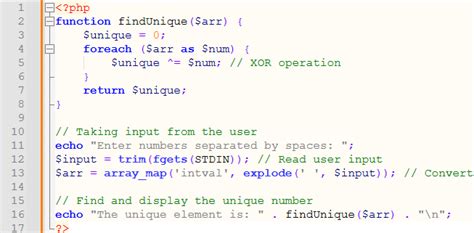 Finding The Unique Element In An Array Using Xor In Php By Taranpreet