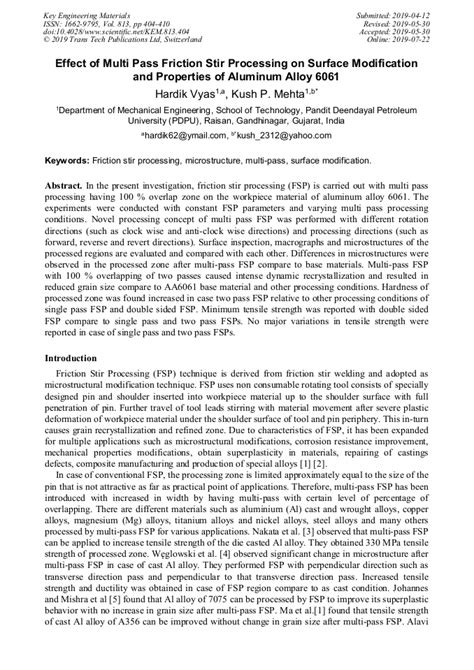 Effect Of Multi Pass Friction Stir Processing On Surface Modification And Properties Of Aluminum