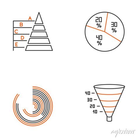 Chart And Graph Linear Icons Set Pie Diagram Pyramid Chart Posters For The Wall Posters