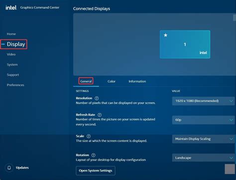Intel Graphics Command Center Settings Explanation