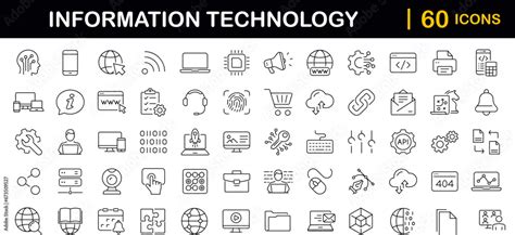 Information Technology Set Of Web Icons In Line Style It Icons For Web