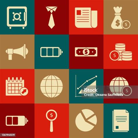 세트 파일 문서 달러 기호와 지구 지구 동전 돈 배터리 충전 수준 표시기 메가 폰 안전 및 스택 종이 현금 아이콘 벡터 검색에 대한 스톡 벡터 아트 및 기타 이미지 Istock