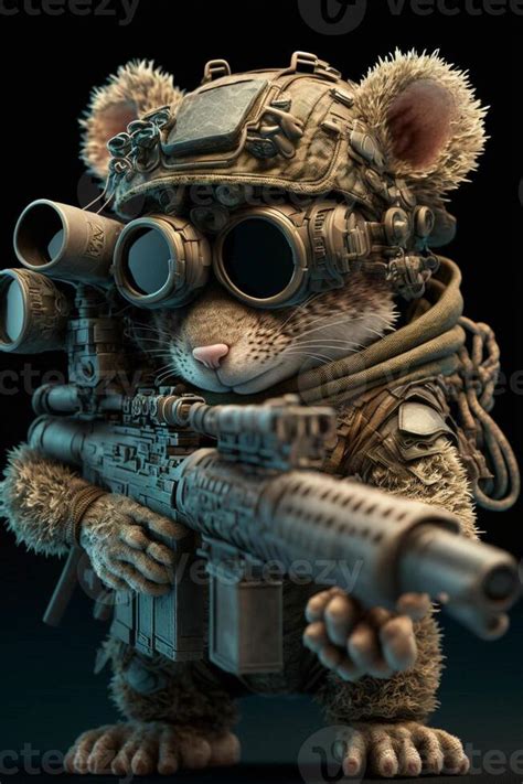 Close Up Of A Mouse With A Gun Generative Ai Stock Photo At Vecteezy