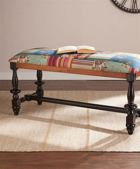 Patchwork Bench Multicoloured Cushions Upholstered Entryway Bench Furniture
