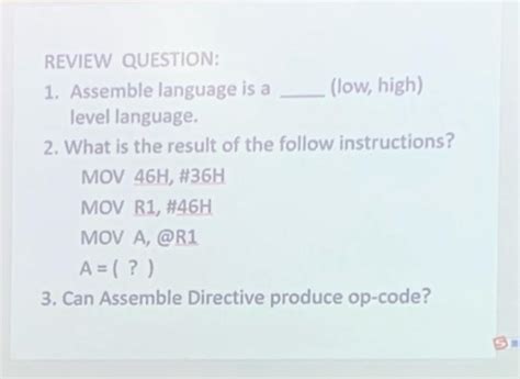 solved review question 1 assemble language is a low