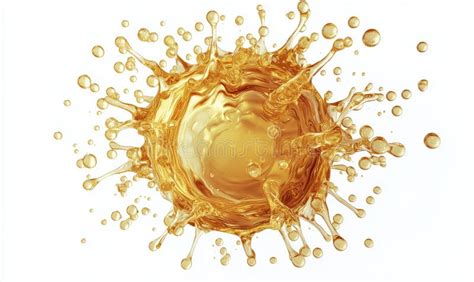 Golden Liquid Splash With Droplets Creating Dynamic Water Effect Stock