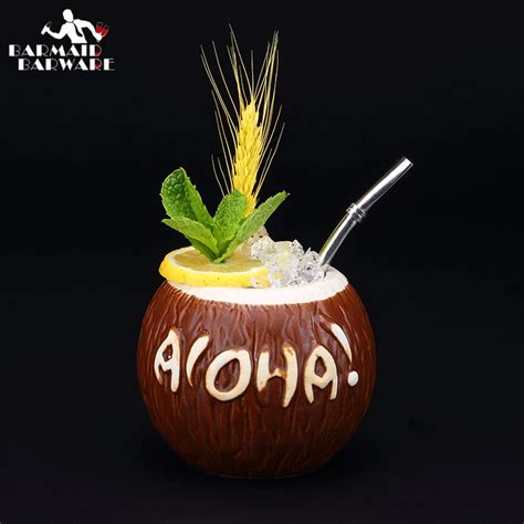 코코넛 모양 세라믹 티키 머그잔 ml 크리에이티브 도자기 맥주 와인 머그 컵 ceramic mug coconut mugceramic cup mug AliExpress
