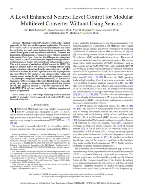a level enhanced nearest level control for modular multilevel converter