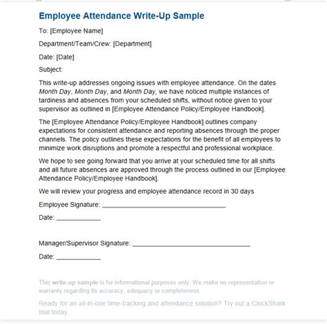How To Draft And Implement An Employee Attendance Write Up