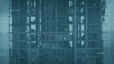Cctv Workers On Levels Of Building Under Construction Stock Footage Video Of Evening