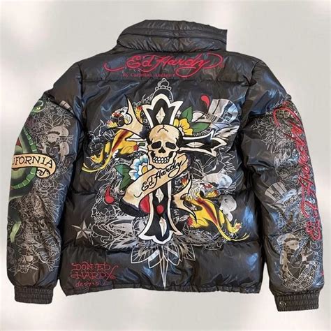 Ed Hardy Puffer Jacket With Insane Graphics