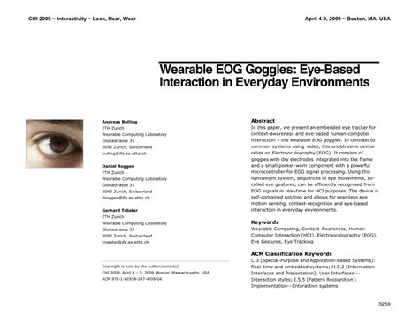 Pdf Wearable Eog Goggles Eye Based Interaction In Everyday Environments