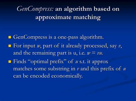 Ppt A Compression Algorithm For Dna Sequences And Its Applications In