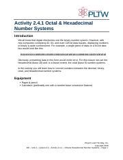 A OctalHexadecimalNumberSystems Doc Activity Octal Hexadecimal Number Systems