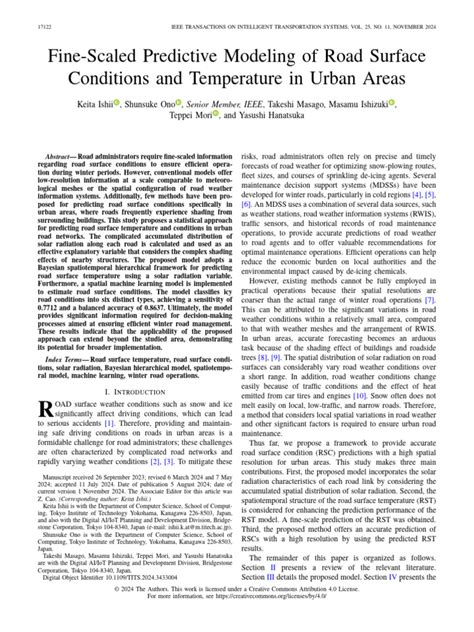Fine Scaled Predictive Modeling Of Road Surface Conditions And Temperature In Urban Areas Pdf