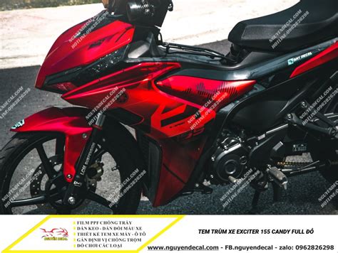 Tem Trùm Xe Exciter 155 Candy Full đỏ Nguyễn Decal Chuyên Dán Keo Xe Design Tem Xe Decal Tem