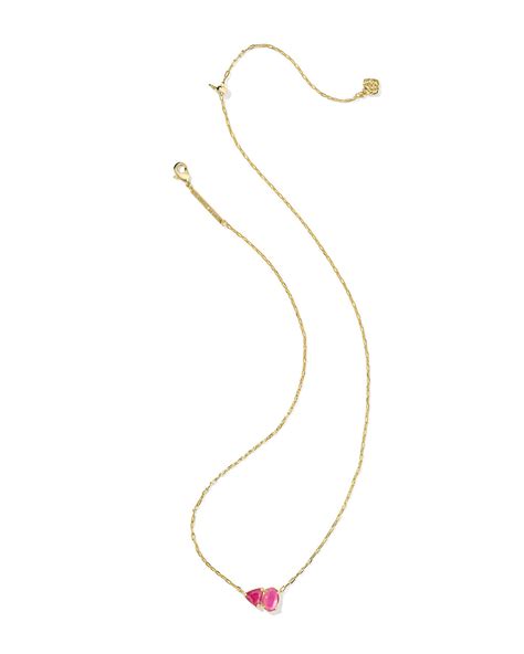 Kendra Scott Tatum Short Pendant Necklace Gold Azalea Pink Mix