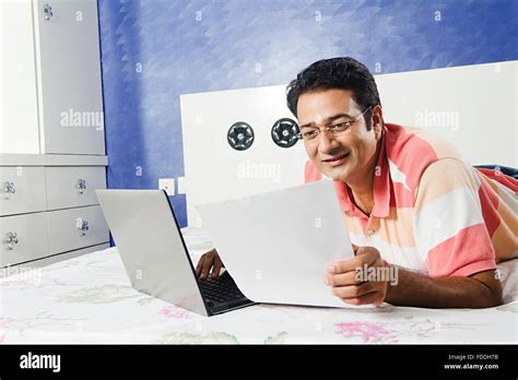 1 Adult Man Laptop Working Stock Photo Alamy