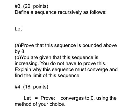 Solved 3 20 Points Define A Sequence Recursively As