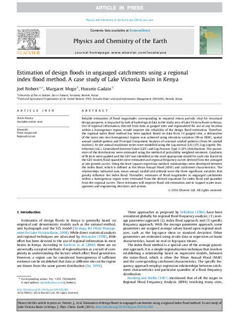 Pdf Estimation Of Design Floods In Ungauged Catchments Using A