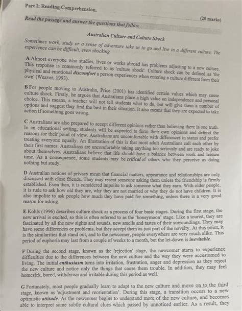 [solved] part i reading comprehension 20 marks read th