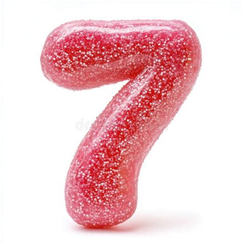 A Vibrant Sugary Candy Shaped Like The Number Seven Designed For Playful Enjoyment Stock
