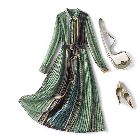 Plus Size Bohemian Print Long Sleeve Shirt Dress Hello Curve