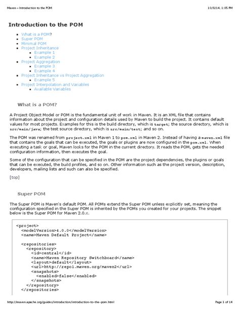 Maven Introduction To The Pom Pdf Software Development Computer