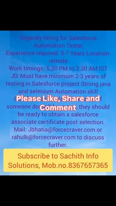 Hiring Salesforce Automation Tester Testingjobs Automationtesting Salesforce Youtube