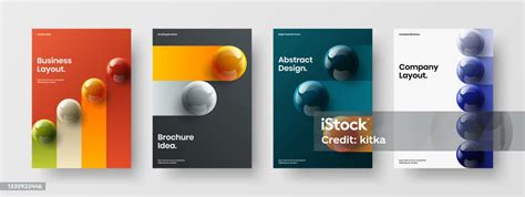 여러 가지 색의 3d 구 카탈로그 표지 그림 구성 원래 회사 브로셔 벡터 디자인 레이아웃 컬렉션 A4 용지에 대한 스톡 벡터 아트 및 기타 이미지 Istock