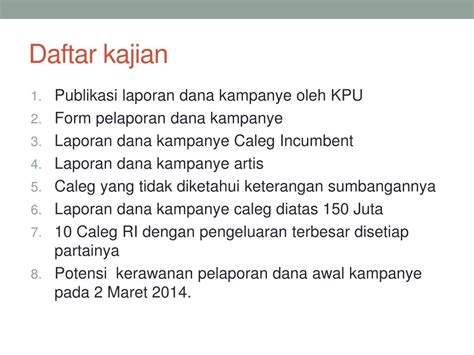 Ppt Hasil Kajian Laporan Dana Kampanye Powerpoint Presentation Free Download Id
