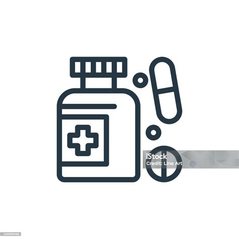 의료 개념에서 정제 아이콘 벡터 정제 편집 가능한 스트로크의 얇은 선 그림입니다 웹 및 모바일 앱 로고 인쇄 미디어에 사용하기 위한 태블릿 선형 사인 0명에 대한 스톡 벡터