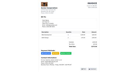 Billing Invoice Free React Tailwind Component