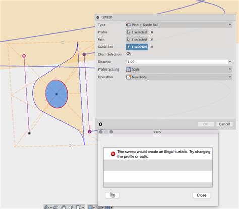 Solved Sweep Tool Error The Sweep Would Create An Illegal Surface