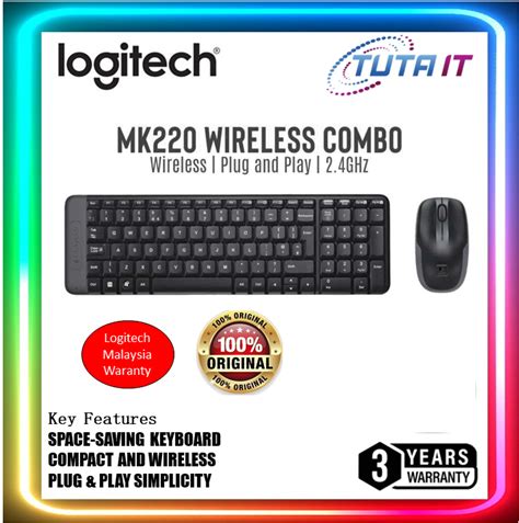 Logitech Mk220 Compact Wireless Keyboard Mouse Combo 920 003235 Lazada