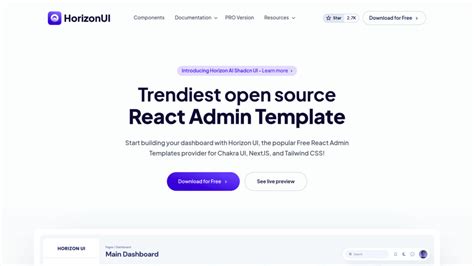 Horizon UI A Modern Open Source Admin Dashboard Template And UI Framework Built On Chakra UI