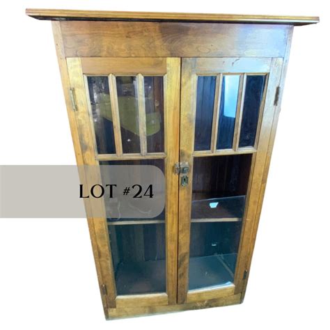 Lot 024 Pine Bookcase With Glass Doors