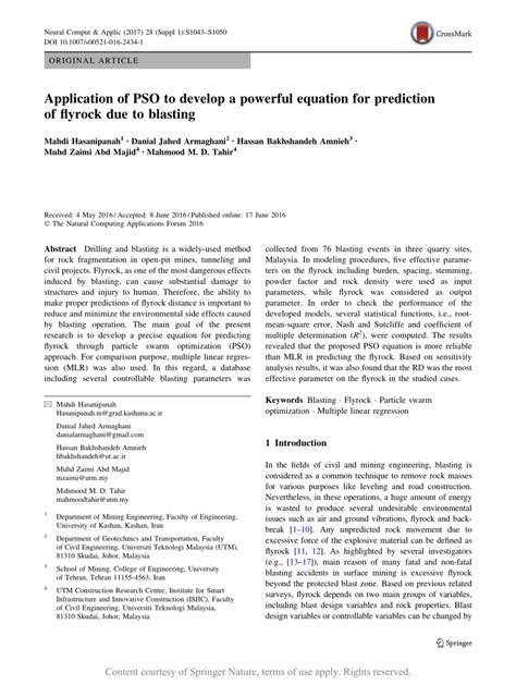 Application Of Pso To Develop A Powerful Equation For Prediction Of
