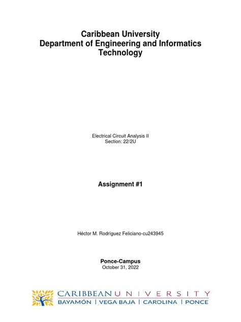 Assignment 1 Pdf Electrical Network Capacitor